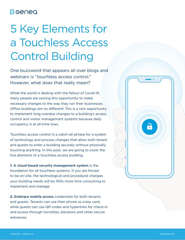 Access Control for Buildings, Touchless - Whitepaper - Genea